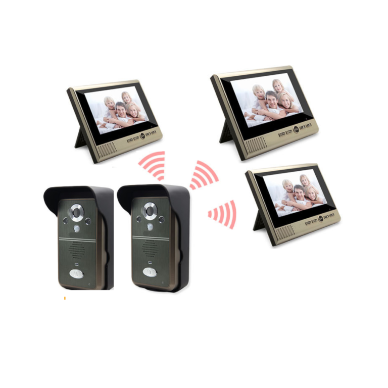 2 Door Station Cameras 3 Room Wireless Video Intercom Kit